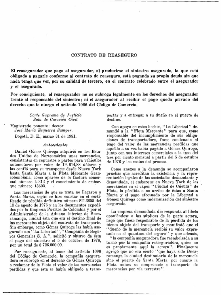 Reaseguro y Subrogación Legal | PDF | Pagos | Reaseguro
