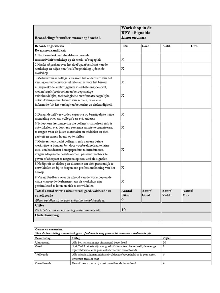 Beoordelingsformulier Examenopdracht 3 | PDF
