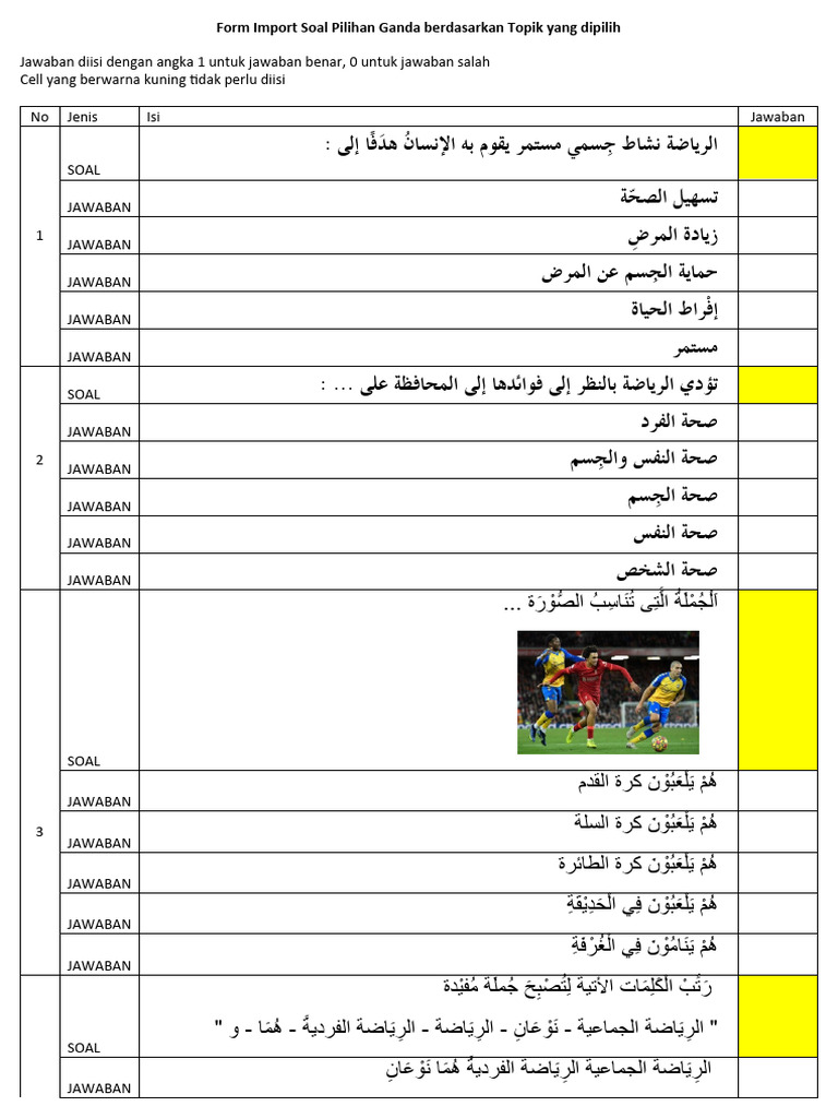 Kisi Kisi Soal Bahasa Arab Wajib Xii Ipa-Ips-Agama GJL Xii 23-24 | PDF