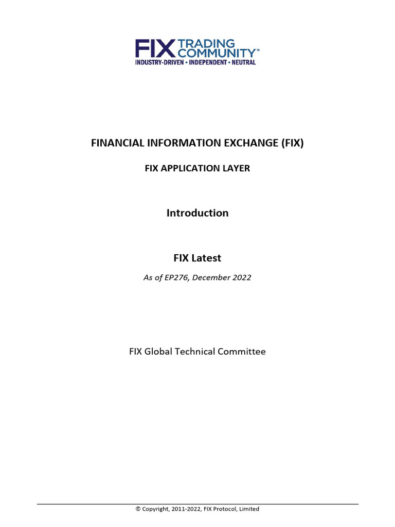 Fix276 (1) Intro | PDF | Telecommunications | Financial Markets