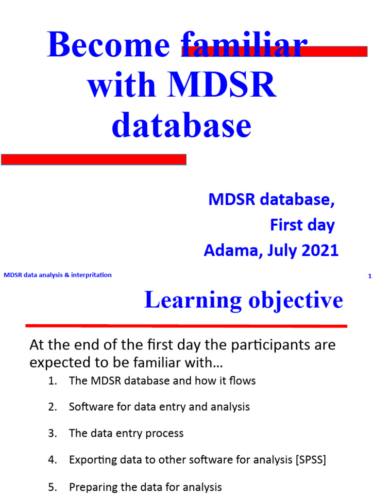 Day 1 Befamiliar With MDSR Database, Nov 2016 (Autosaved) | PDF ...