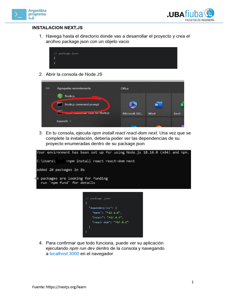 01 - Instalando Next | PDF | Archivo de computadora | Script Java