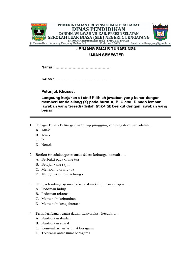 Soal Ips Smalb Tunarungu | PDF