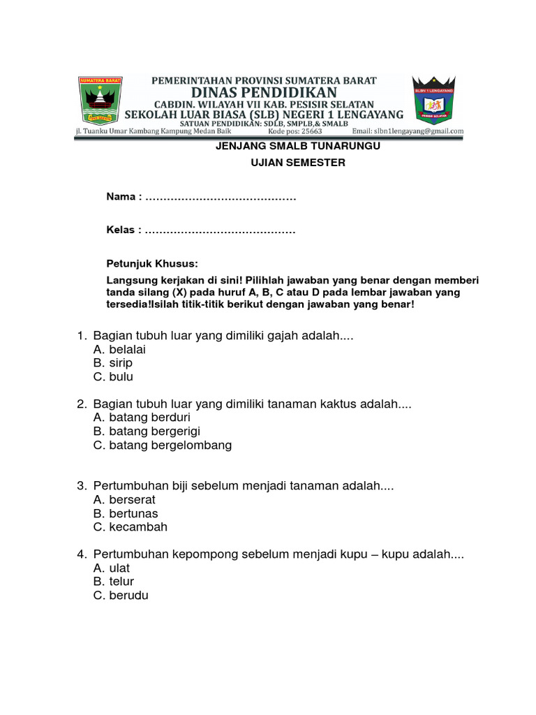 Soal Ipa SMPLB Tunarungu | PDF