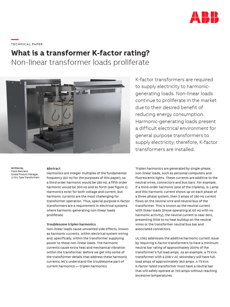 Abb - 1tqc194900e0001 - K-Factor Elsb LVDTT Tech Paper | PDF | Transformer | Electrical Components