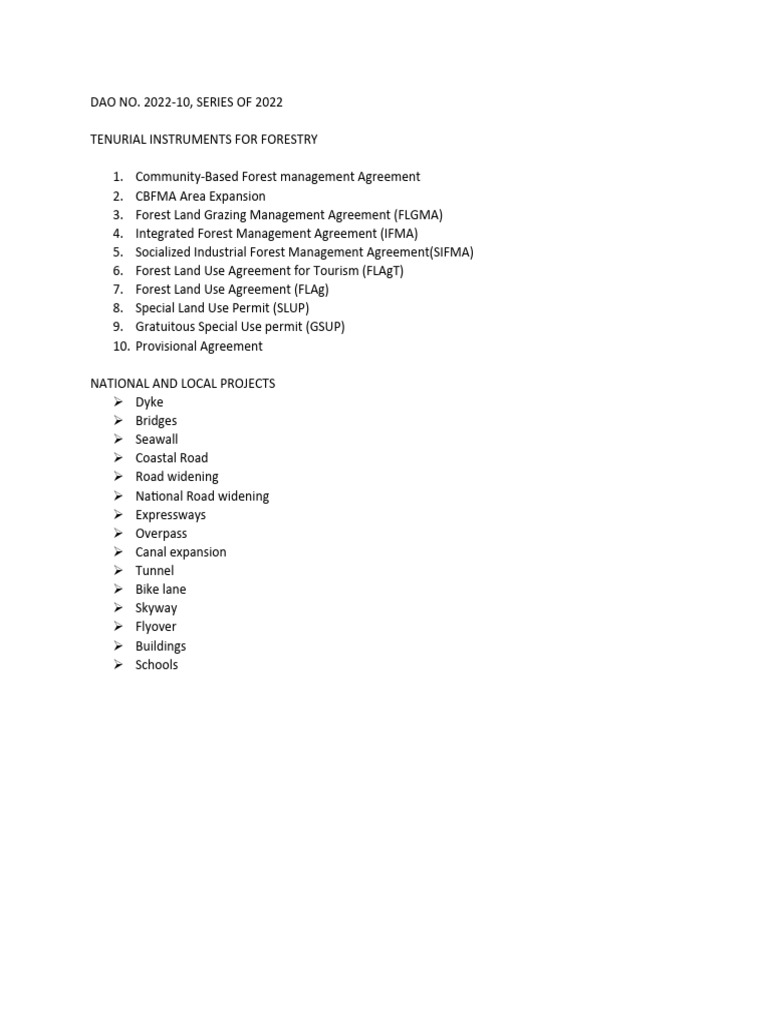 Tenurial Instruments For Forestry | PDF