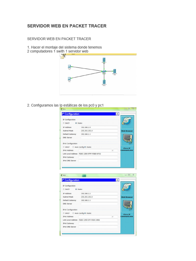 Servidor Web en Packet Tracer | PDF