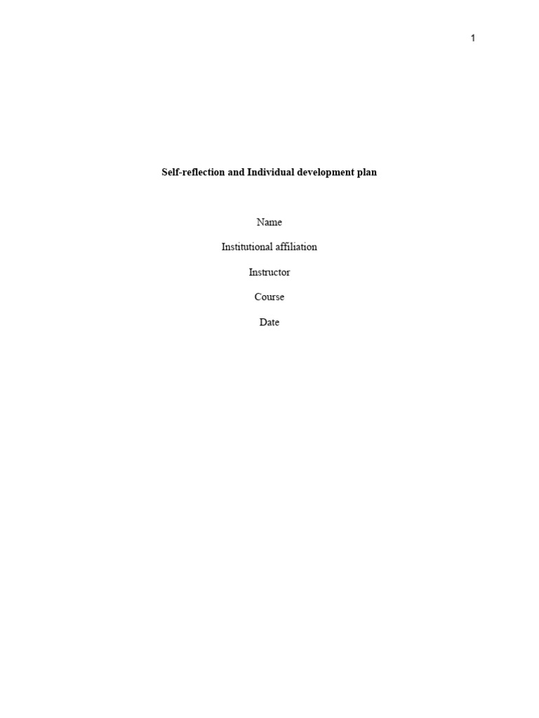 Self Reflection And Individual Development Plan Pdf Time Management