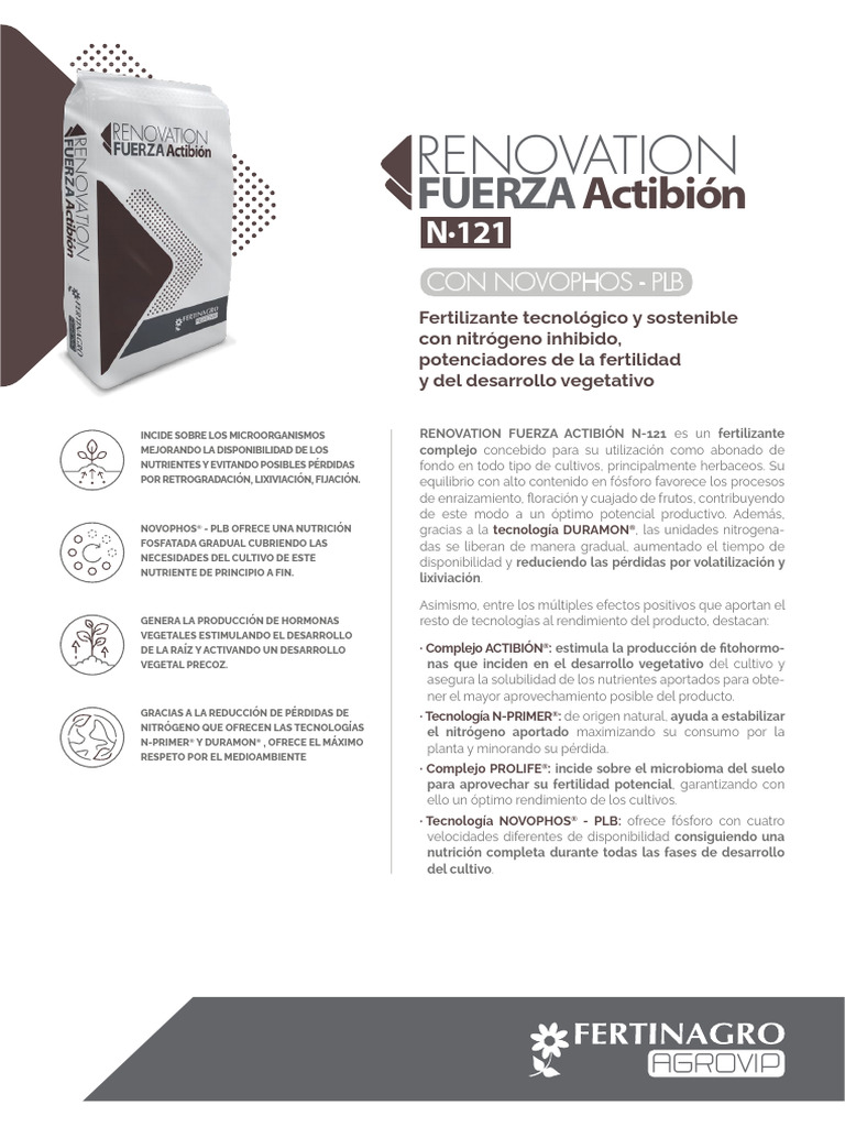Ficha Master Renovation Fuerza Actibion N 121 | PDF | Fertilizante ...