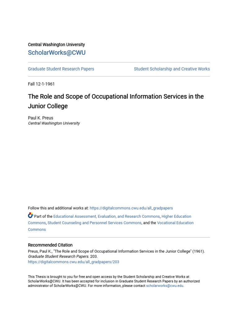 The Role and Scope of Occupational Information Services in The Ju | PDF ...