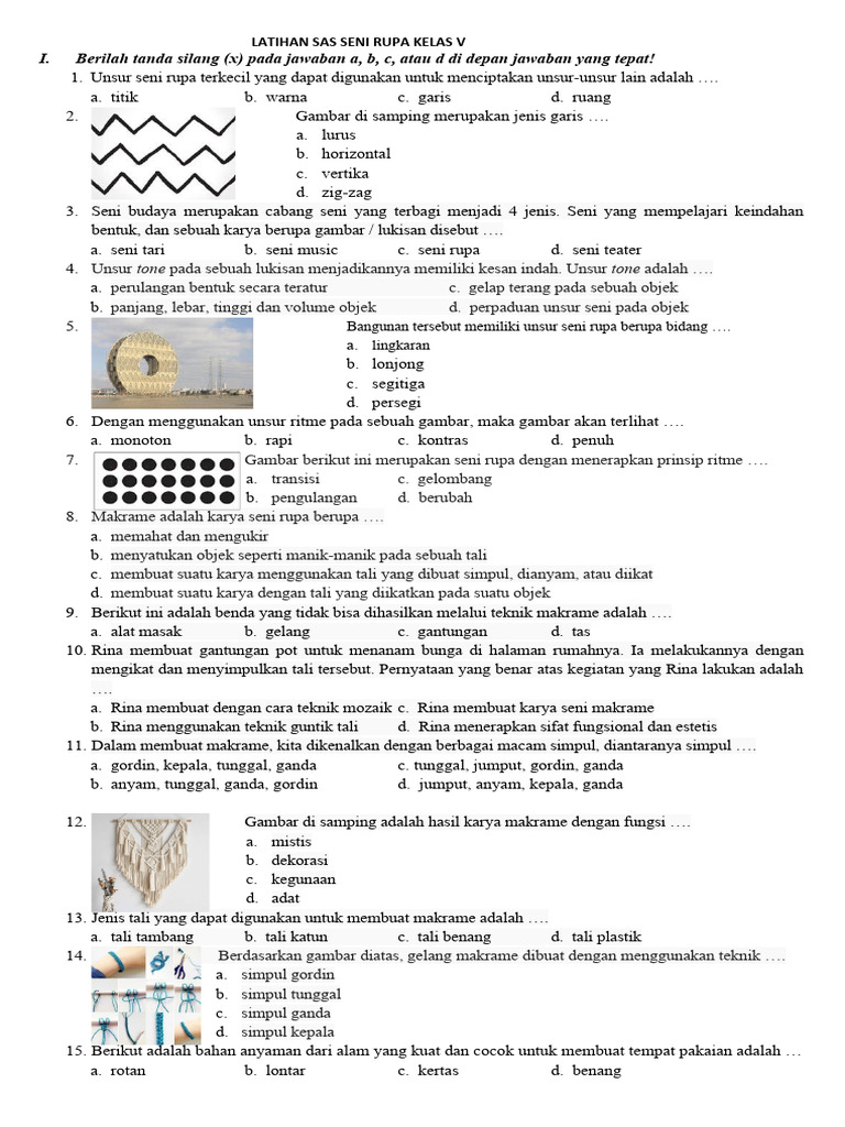 Soal Sas Seni Rupa Kelas 5 Pdf