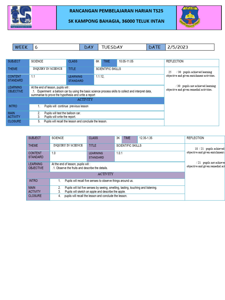 Week 6 Lesson Plan | Download Free PDF | Phonics | Science