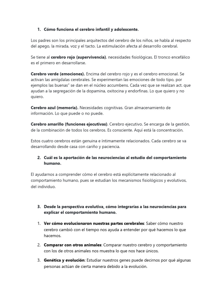 Cómo Funciona El Cerebro Infantil y Adolescente | PDF | Autosuperación Cómo Funciona El Cerebro Infantil y Adolescente | PDF | Autosuperación