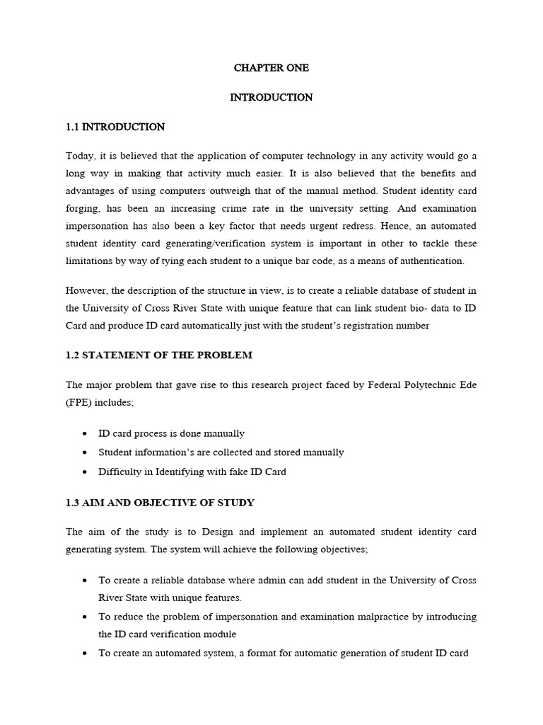 Chapter One - Twostudent Idcard | PDF | Identity Document | Smart Card
