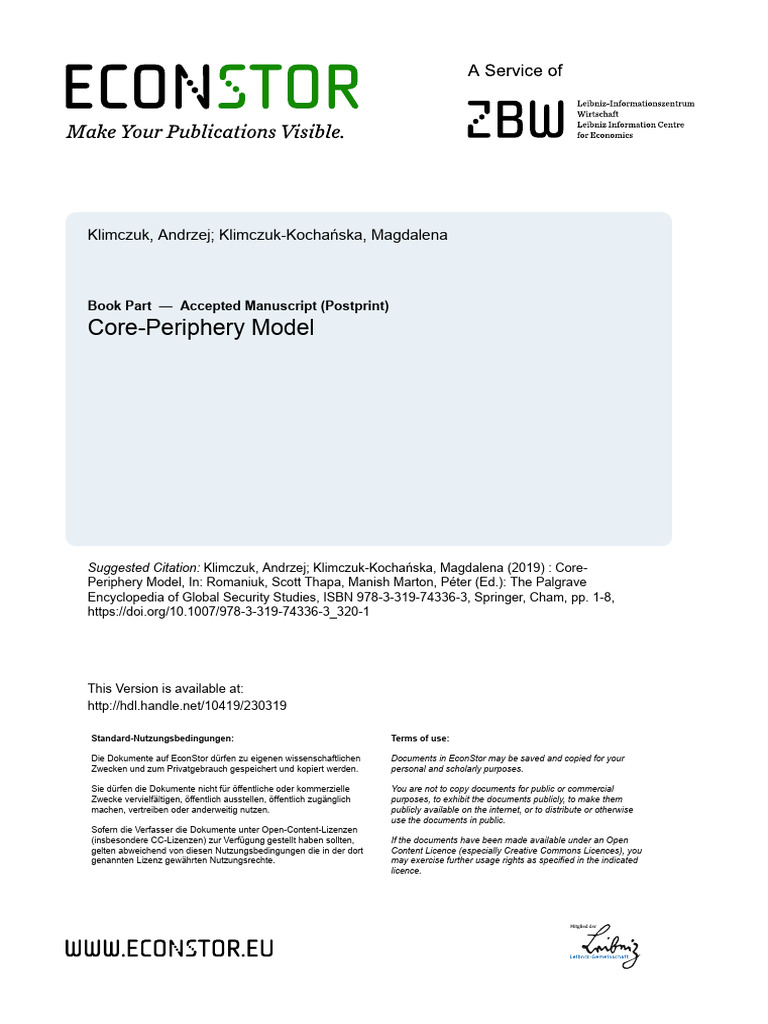 Manuscript Core Periphery Model | PDF | Labour Economics | World ...