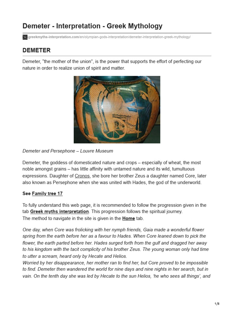 Greekmyths Interpretation - Com Demeter Interpretation Greek Mythology | PDF | Hades | Persephone