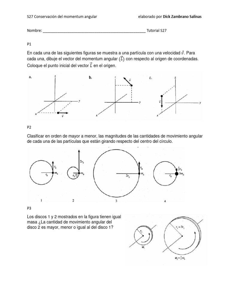 S27 Conservación Momento Angular | PDF | Momento angular | Impulso