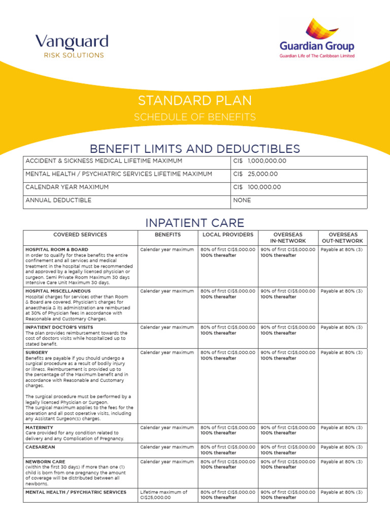 Standard Schedule of Benefits - Market Street LTD 2022 | PDF | Surgery ...