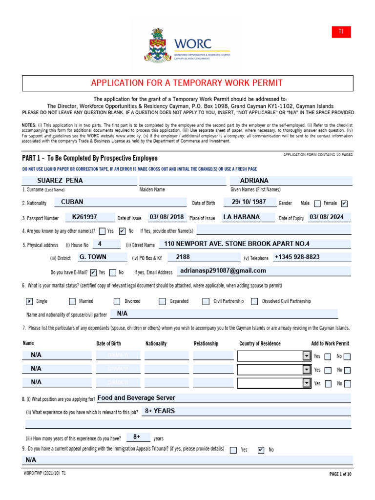 T1 - Temporary - Work - Permit - Food and Beverage Server - 2022 2 ...