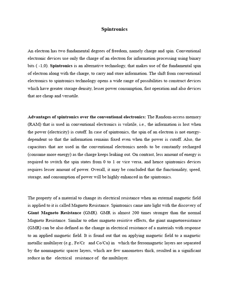 Understanding Spintronics Technology | PDF | Ferromagnetism ...