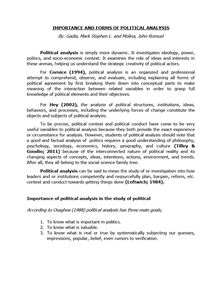 Importance and Forms of Political Analysis | PDF | Reason | Analysis