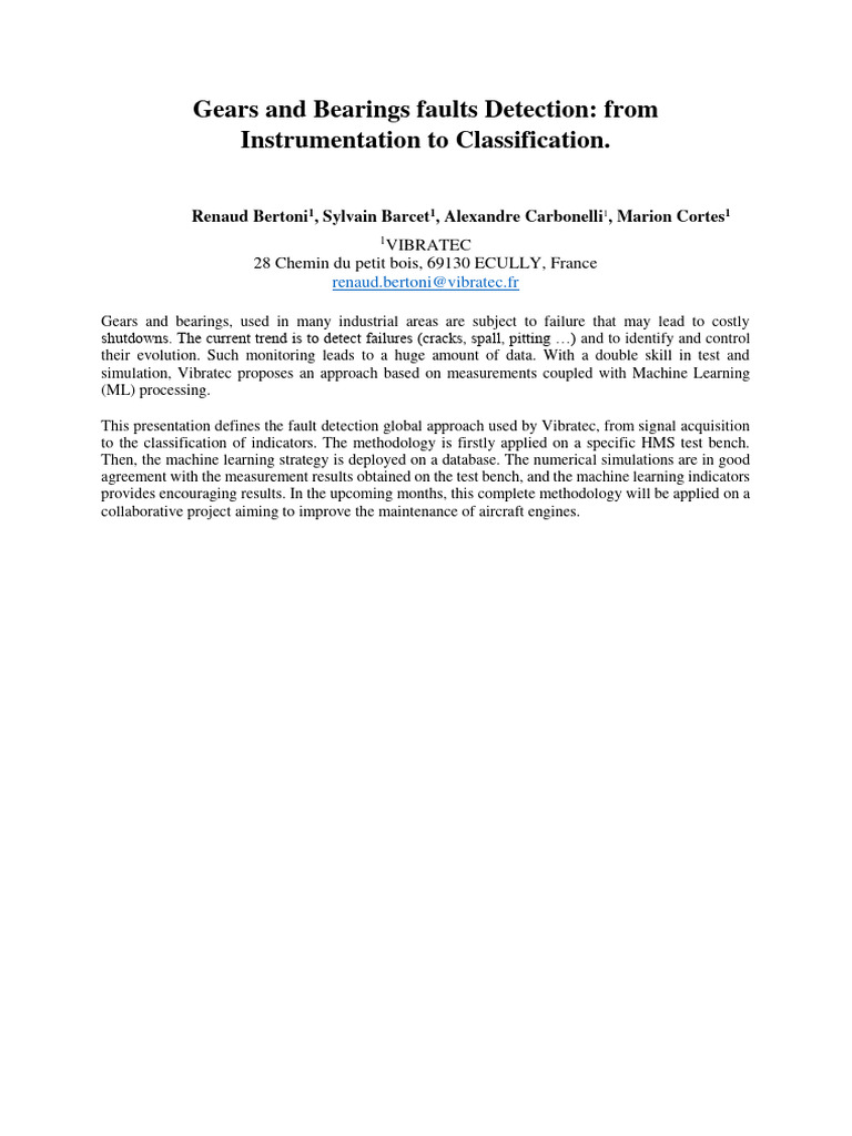 Gear And Bearing Fault Detection Pdf