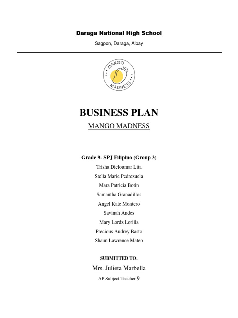 Business Plan | PDF | Mango | Fruit Preserves