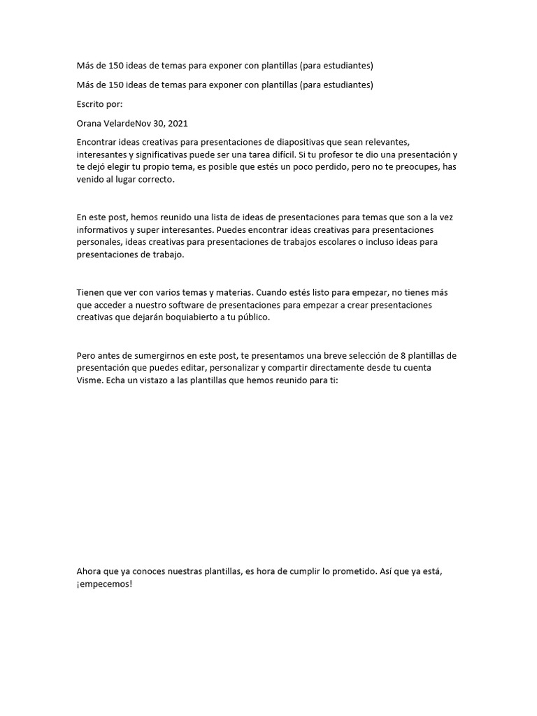 Ideas creativas para exponer temas escolares | PDF | Ciencias sociales