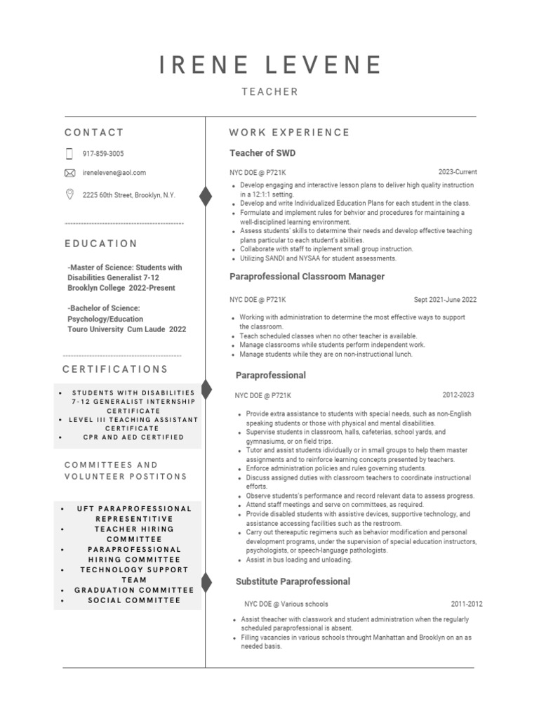 Updated Resume | PDF | Teachers | Special Education