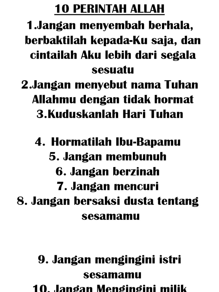 10 Perintah Allah New | PDF 10 Perintah Allah New | PDF