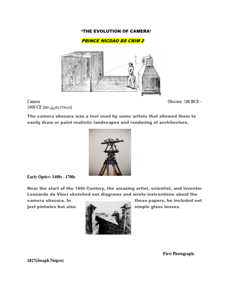 The Evolution of Camera | PDF | Camera | Vision
