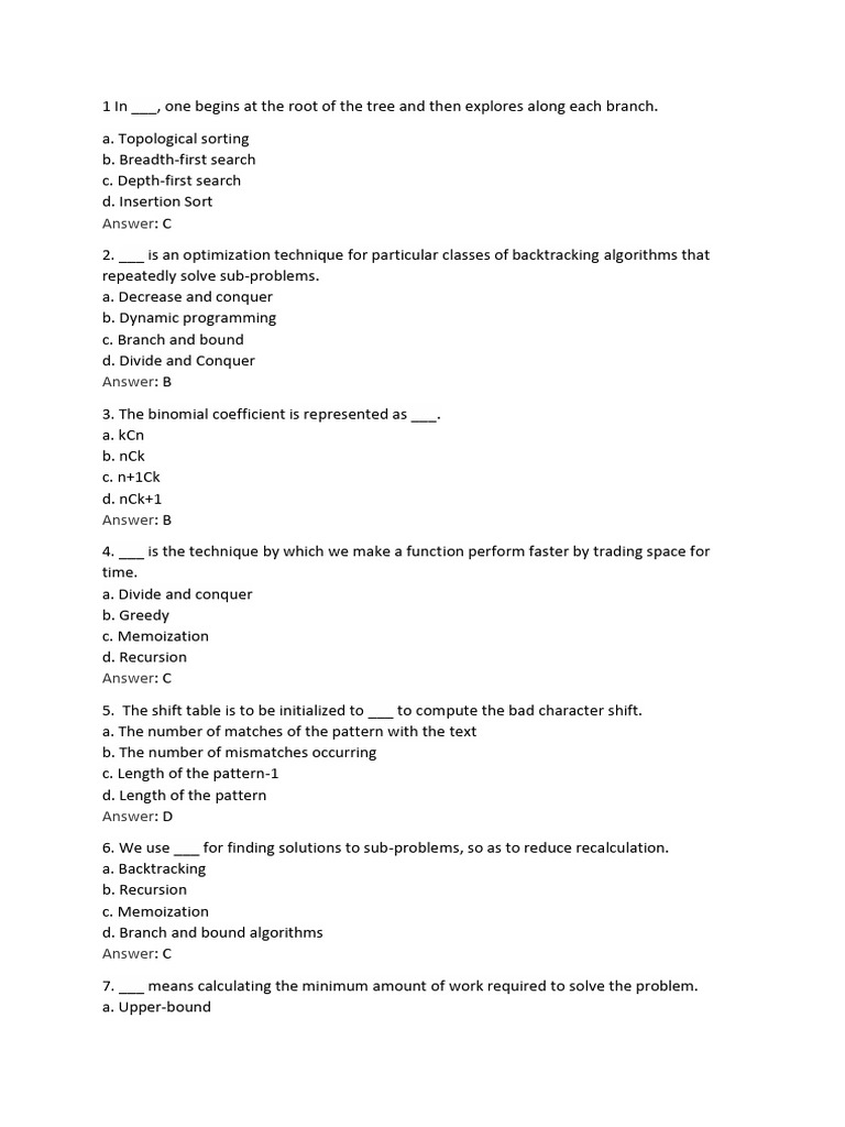 ADA - Mid-2 Question Bank | PDF | Mathematical Logic | Mathematics
