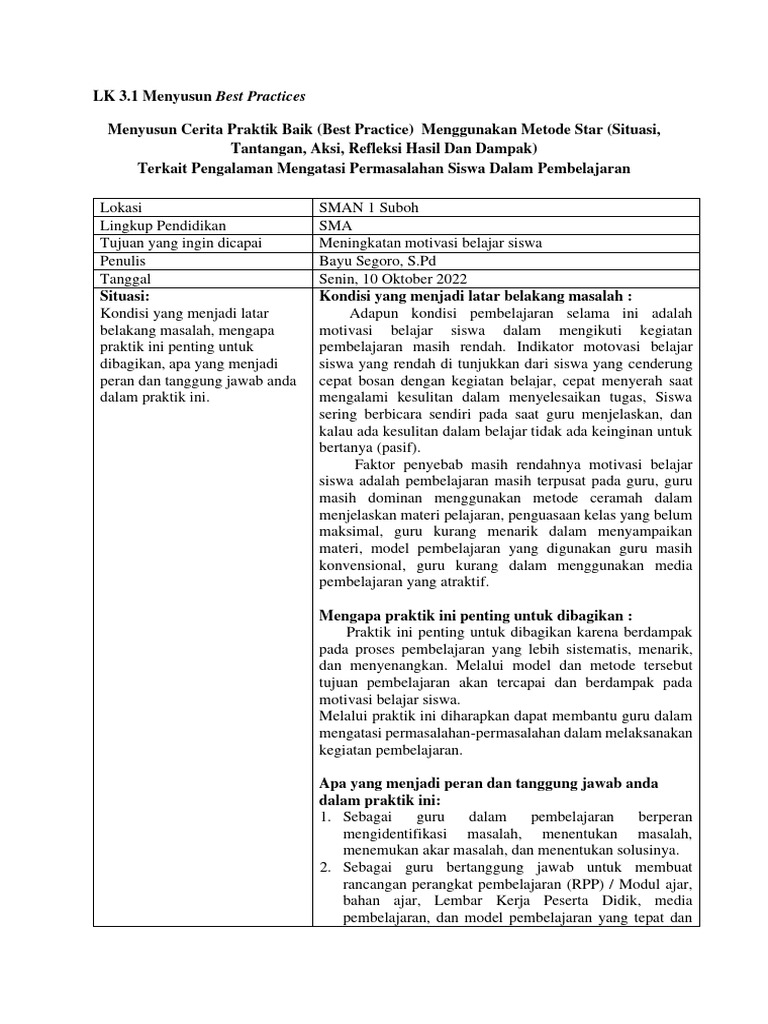 LK 3.1 Menyusun Best Practices PPL 2 - Bayu Segoro | PDF