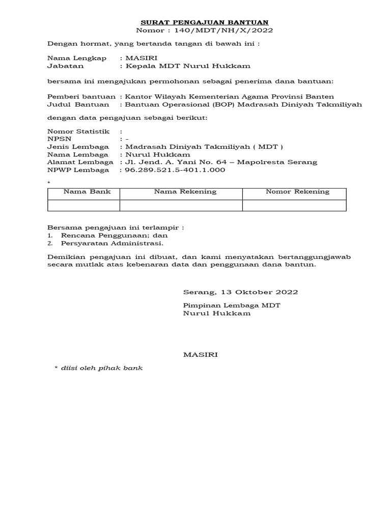 0.berkas BOP MDT KHAIRUL HUDA | PDF | Bisnis | Sains & Matematika