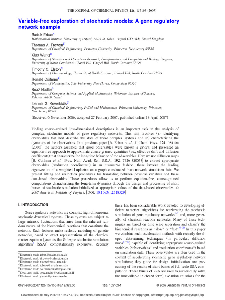 Variable Free Exploration Of Stochastic Models A Gene Regulatory Network Example Download