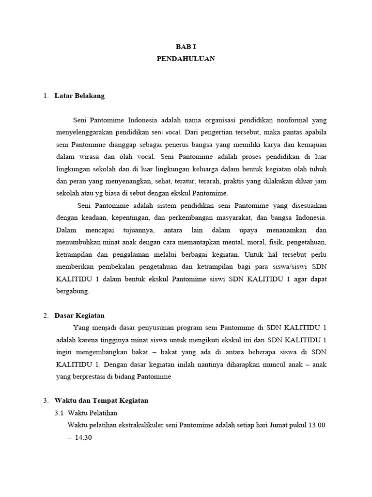 Program Kerja Pantomime | PDF | Karier & Perkembangan | Seni & Disiplin Bahasa