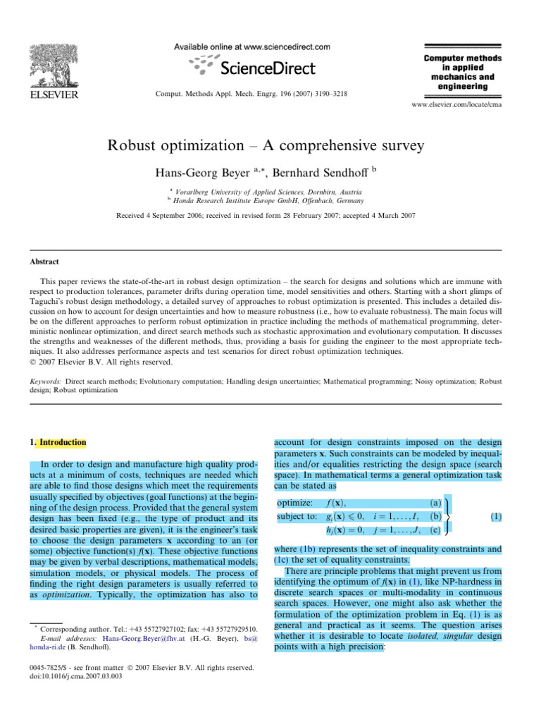 Robust Optimization - A Comprehensive Survey | PDF | Mathematical ...