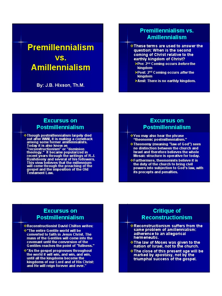 Premillennialism Vs Amillennialism | PDF | Premillennialism ...