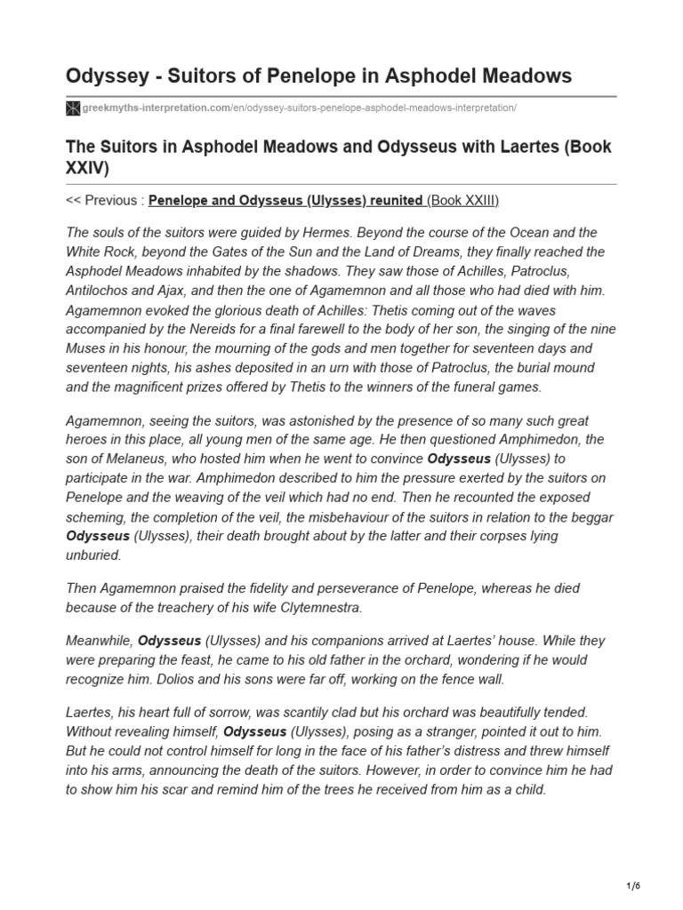 Odyssey - Suitors of Penelope in Asphodel Meadows | PDF | Greek ...