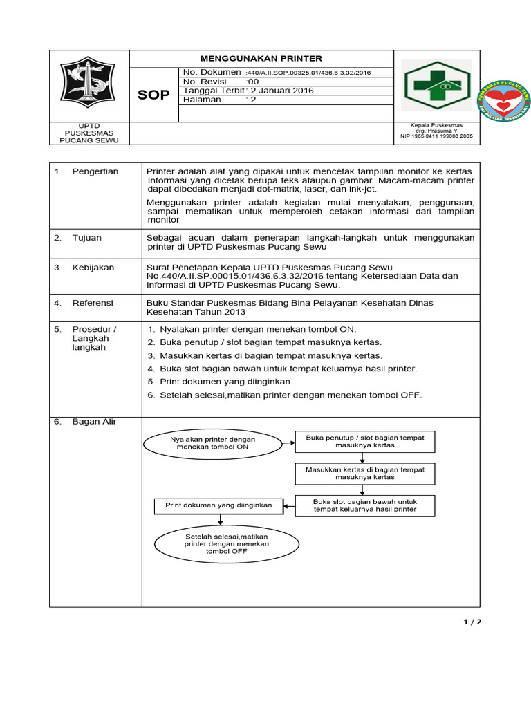 Sop Menggunakan Printer | PDF