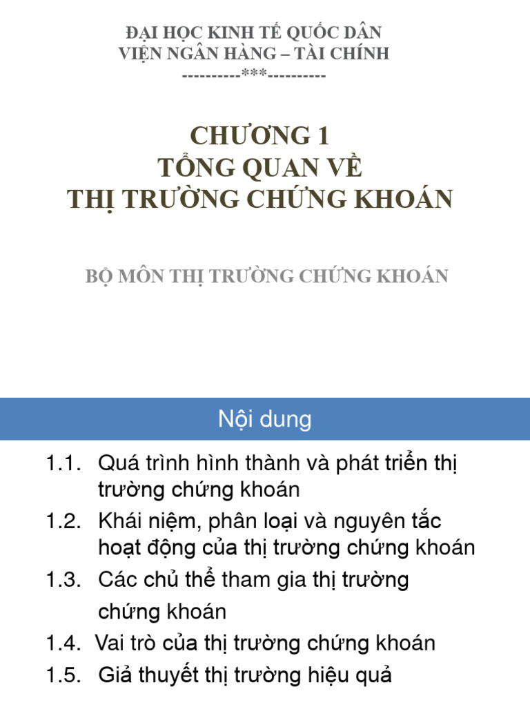 Chuong 1 - Tong Quan Ve TTCK | PDF