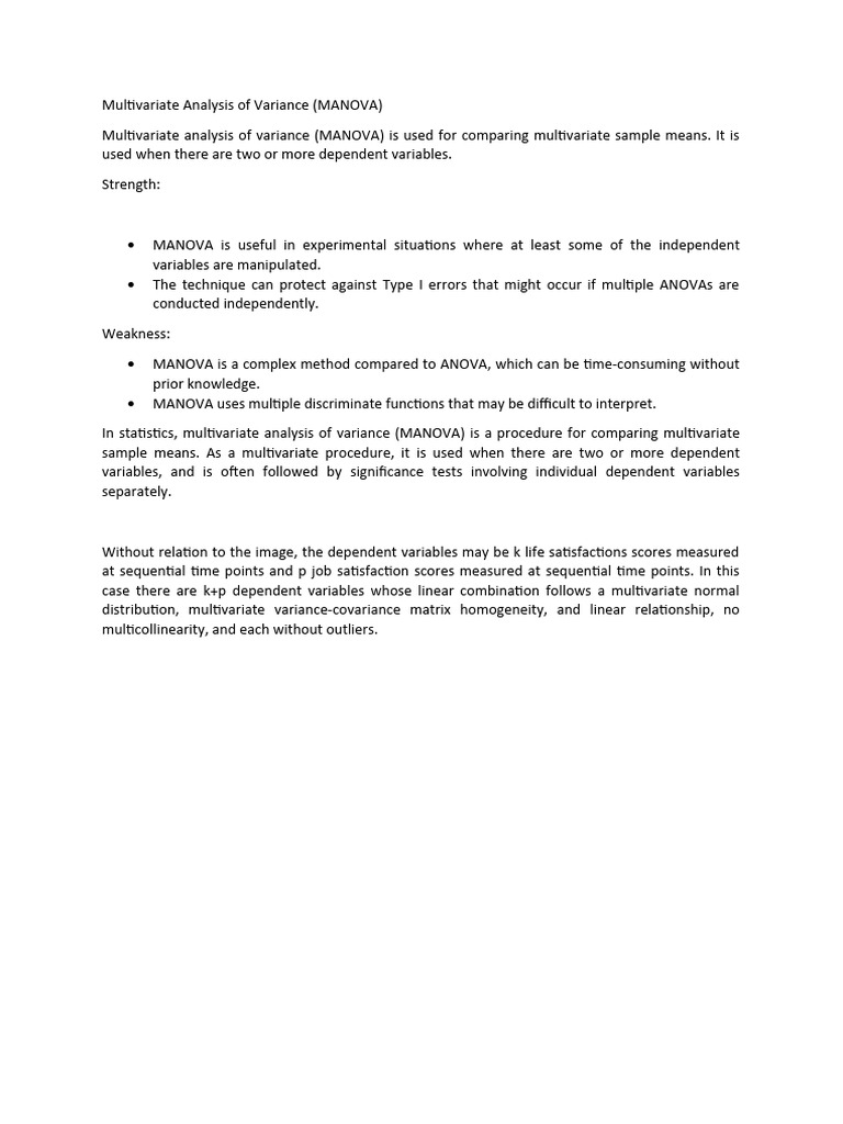 Multivariate Analysis of Variance | PDF | Science & Mathematics