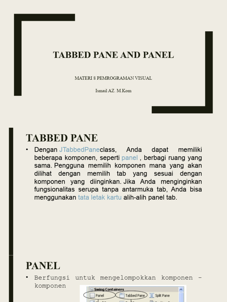 Materi 8 - Tabbed Pane and Panel | PDF | Griya & Taman | Komputer