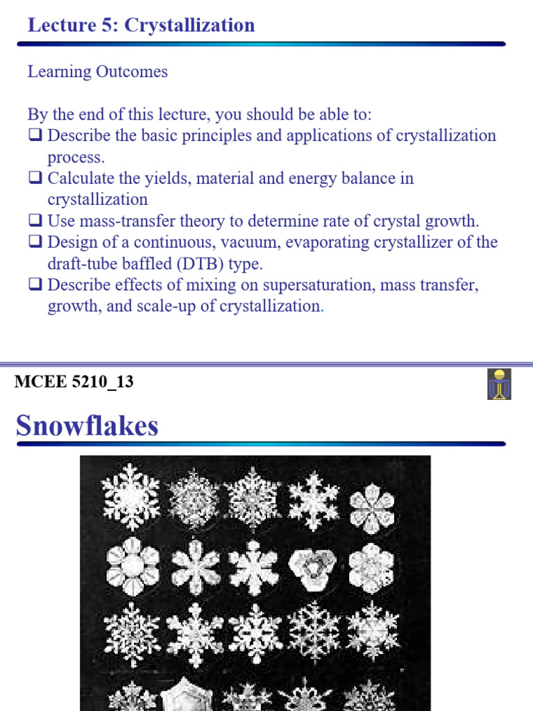 MCEE5210 2023F L5 Crystallization | PDF | Crystallization | Crystal Structure