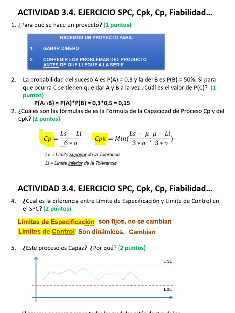 Ejercicio Sesion SPC CPK - Resuelto | PDF