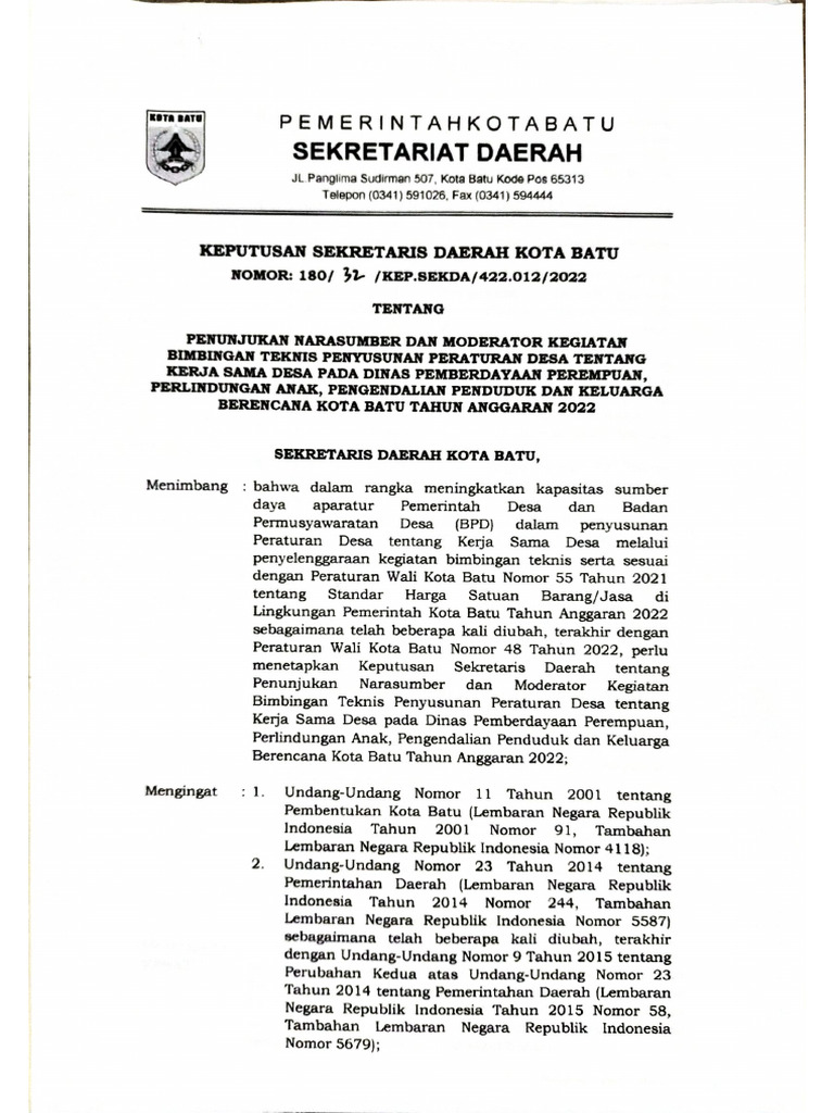 SK Sekda Contoh | PDF