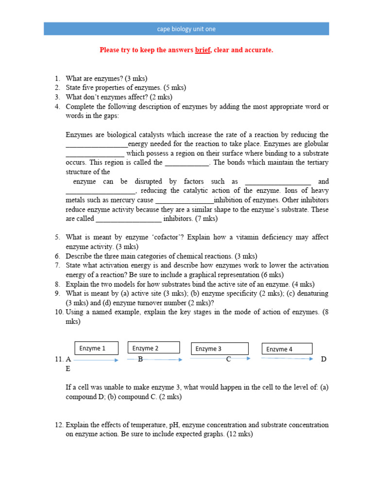 Enzymes Tutorial 2019 | PDF | Enzyme | Active Site