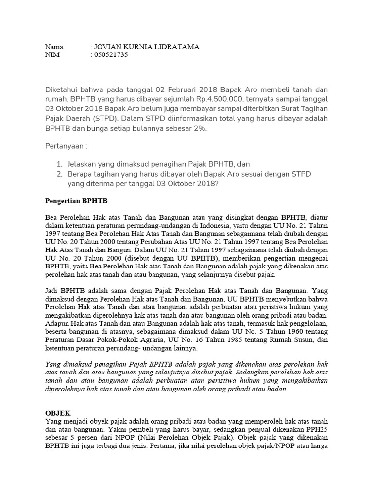 Panduan BPHTB dan Perhitungannya | PDF | Pengelolaan Keuangan & Uang