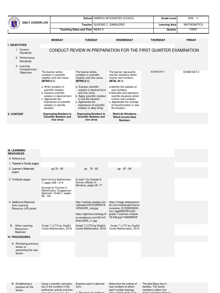 Math7 - Q1 - Week 9 | PDF | Numbers | Integer