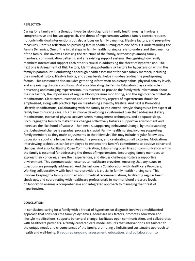 FNCP Reflec & Conclution | PDF | Hypertension | Health Care